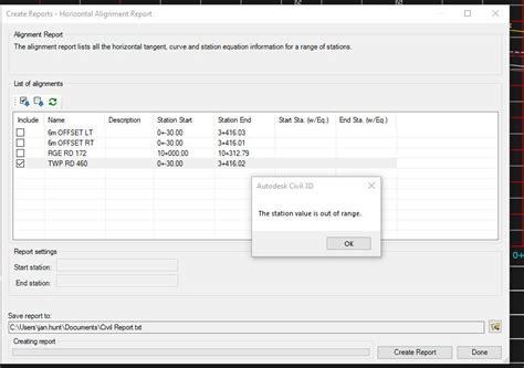 horizontal alignment report autodesk community