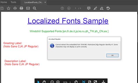 adobe error cannot extract embedded font notosanscjkjp regular