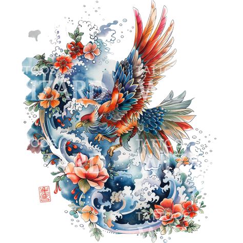 Traditional Japanese Bird Composition Tattoo Design Tattoos Wizard