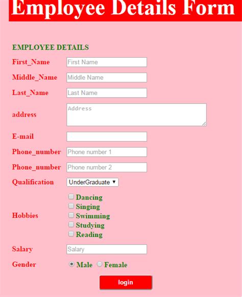 LearningPoint Employee Details Using Div Element