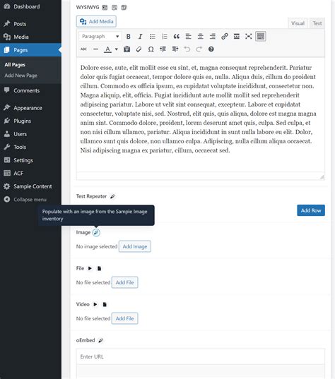 Sample Content For Acf Wordpress Plugin