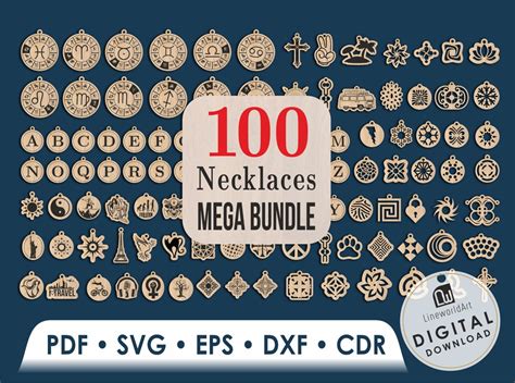 100 Necklace Svg Bundle Svg Necklace Template Jewelry Svg Necklace