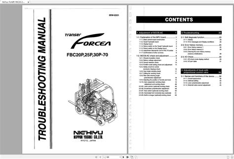 Nichyu Forklift Fbc20 25 30p70 Troubleshooting Manual 05w 2201