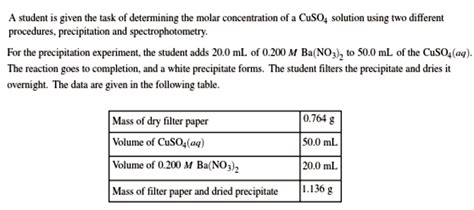 Solved A Write A Balanced Net Ionic Equation For The Precipitation Reaction B Calculate The