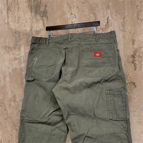 Vintage Dickies Carpenter Pants Moss Green Canvas Baggy Fit Dungarees