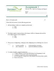 CIS 285 Assignment 1 Pdf Assignment 1 CIS 285 ON1 End User Training And Support Name Date