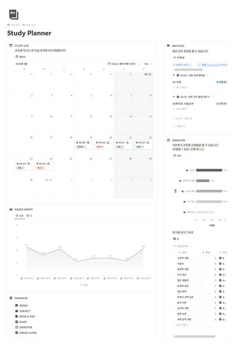 2024 대학생을 위한 노션 스터디 플래너 무료 템플릿 공유 네이버 블로그