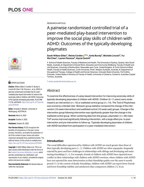Pdf A Pairwise Randomised Controlled Trial Of A Peer Mediated Play Based Intervention To