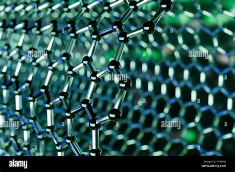 View Of A Graphene Molecular Nano Technology Structure On A Green Background 3d Rendering