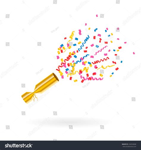 Exploding Party Popper Streamers Confetti On Stock Vector