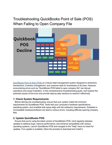 Ppt A Quick Guide To Quickbooks Quickbooks Pos Failed To Open Company File Powerpoint