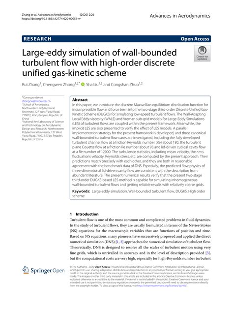 Pdf Large Eddy Simulation Of Wall Bounded Turbulent Flow With High Order Discrete Unified Gas