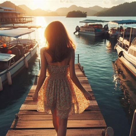 13000 Woman Dock Sunset Pictures