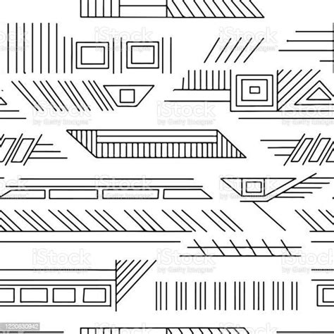 다른 기하학적 형태와 기하학적 벡터 원활한 패턴 정사각형 삼각형 사각형 선 현대적인 테크노 디자인 추상 배경입니다 그래픽 흑백 일러스트 0명에 대한 스톡 벡터 아트 및 기타