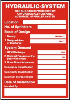 Sprinkler System Signs Nfpa 13 Compliant