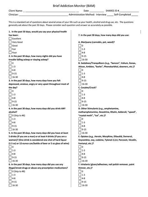 Brief Addiction Monitor Fill Out And Sign Online Dochub