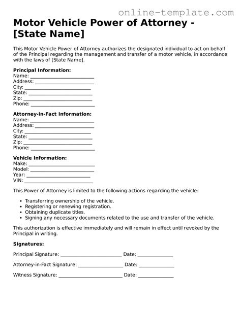 Download Motor Vehicle Power Of Attorney Template ⋆ Online Templates