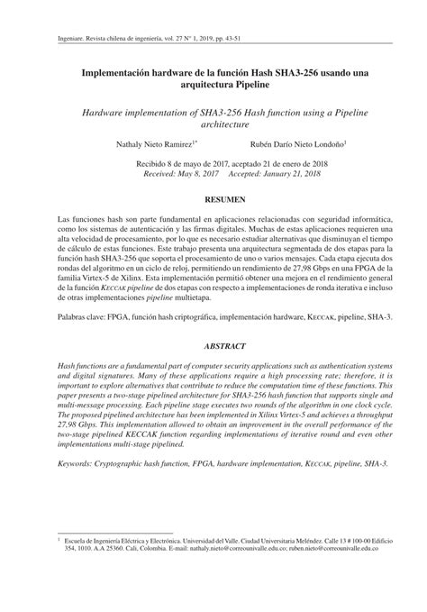 Pdf Implementación Hardware De La Función Hash Sha3 256 Usando Una