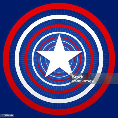 미국 국기 컨셉 라운드 벡터 일러스트와 스타 파란색 배경에 빨간색과 흰색 줄무늬가있는 미국의 애국적인 디자인 0명에 대한 스톡