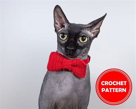 Small Bow Tie For Cat Collar Crochet Pattern Pdf Crochet Red Etsy