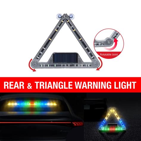 1SET Universal Rear Solar Warning Light Vibration Light Sensor Dual Use Strove Light Bar Lampu