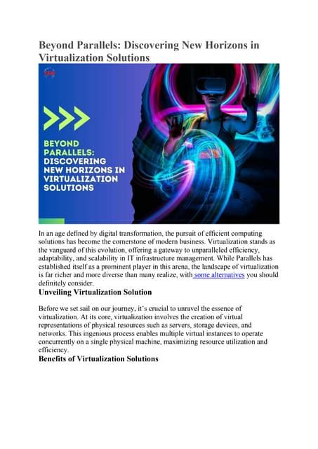 Discovering New Horizons In Virtualization Solutions The Enterprise World Pdf