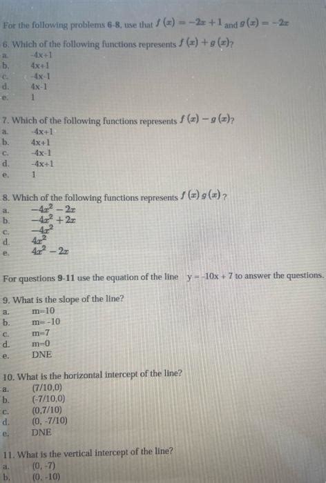 solved for the following problems 6 8 use that f x −2x 1