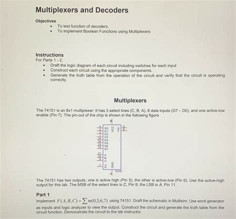 Solved Multiplexers And Decoders Objectives To Test Function