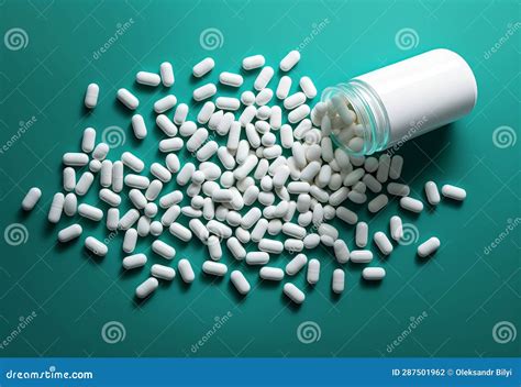 Pills And Pill Bottles Flat Lay Stock Illustration Illustration Of