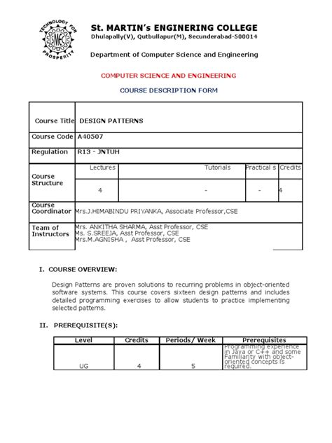 Design Patterns Course Overview Pdf Engineering Software Design
