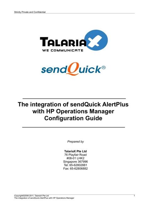 The Integration Of Sendquick Alertplus With Hp Operations Manager Configuration Guide Sendquick