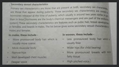 Secondary Sexual Characteristicsprimary Sex Characteristics Are Those Th