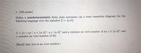 Solved 1 100 Points Define A Nondeterministic Finite