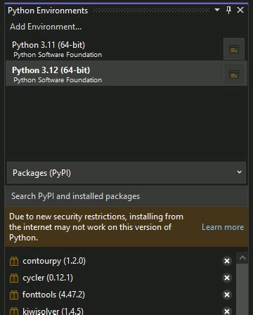 Visual Studio Claims That Python Is Old Version Rants That NuGet Package Manager May Not