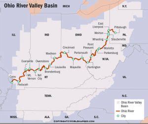 Ohio River Map Where Ohio River Valley Is Located