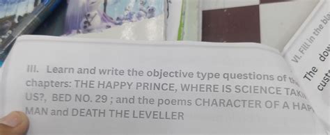 Write The Objective Type Questions Multiple Choice Fill In The Blanks
