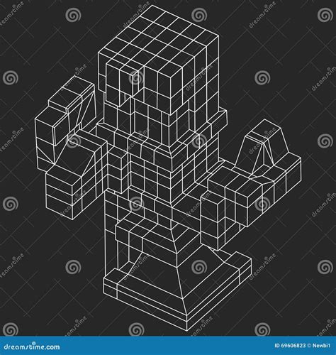 Wireframe Mesh Cubes Element Stock Vector Illustration Of Cube Icon