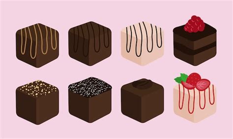 Premium Vector A Series Of Truffles In Cute Flat Color Style Vector Set 1