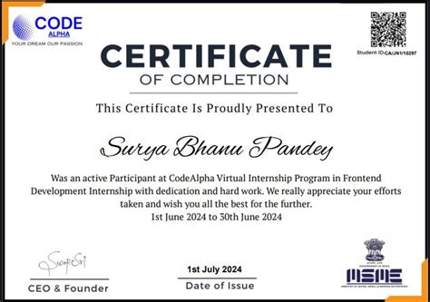 surya bhanu pandey on linkedin internship codealpha web developer