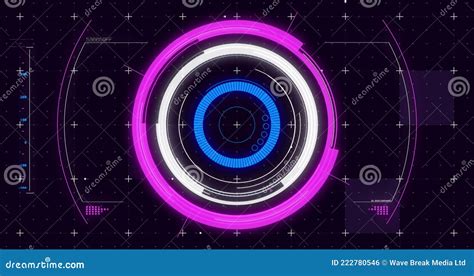 image of glowing scope scanning and spinning with markers on grid