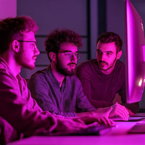 Multiethnic Team Of Young Software Developers Working On Desktop