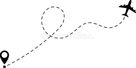Airplane Flight Route With Start And End Point And Dash Line Trace Air Plane Line Path Vector