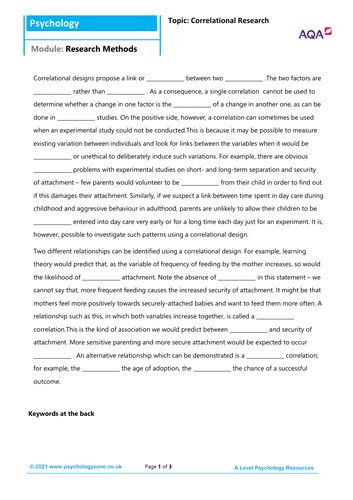 Aqa Psychology Research Methods Correlations Teaching Resources