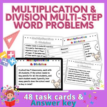 Multiplication Division Multi Step Word Problems Task Cards