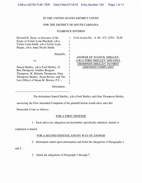 Lawsuit Response Template