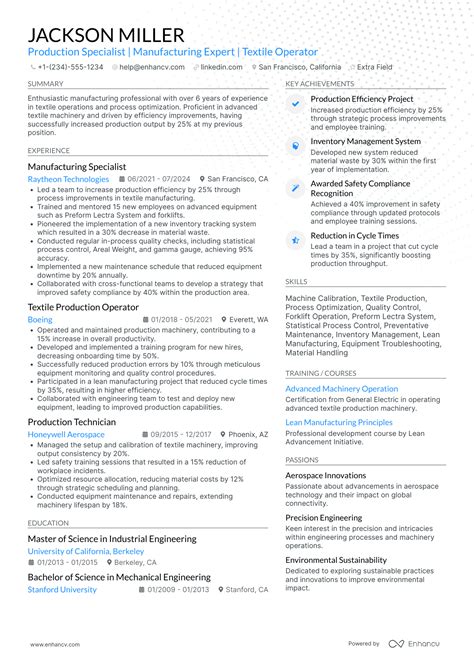 Machine Operator Resume Examples March