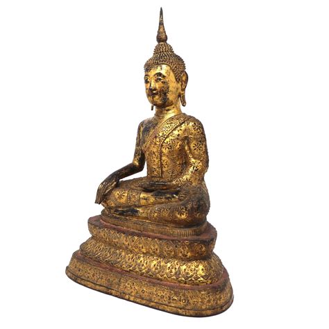 Thai Gilt Bronze Figure Of A Seated Buddha For Sale At 1stdibs