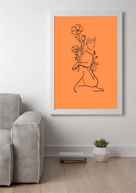Çizgi Sanatı Baskı Seti Dijital Sanat Minimalist Duvar Sanatı Kadın Çizgi Çizimi Estetik Oda