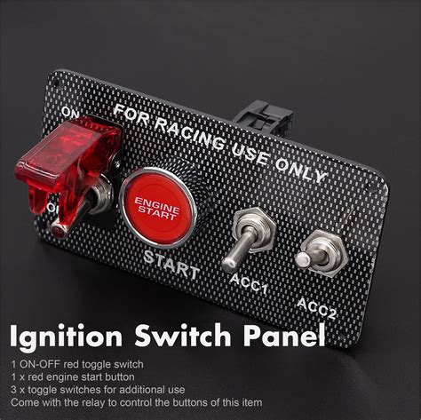 Snapklik Ignition Switch Panel Kit DC V In Car Engine Start Push Button LED Carbon