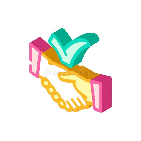 Handshake Check Mark Isometric Icon Vector Illustration Stock Illustration Illustration Of